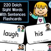 220 Dolch Sight Words With Sentences Flashcards - Etsy