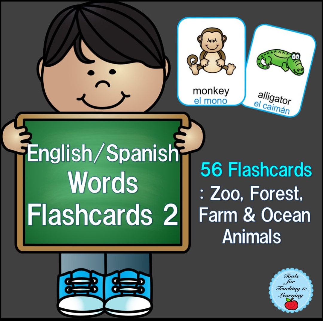 English/spanish Words Flashcards 2 - Etsy
