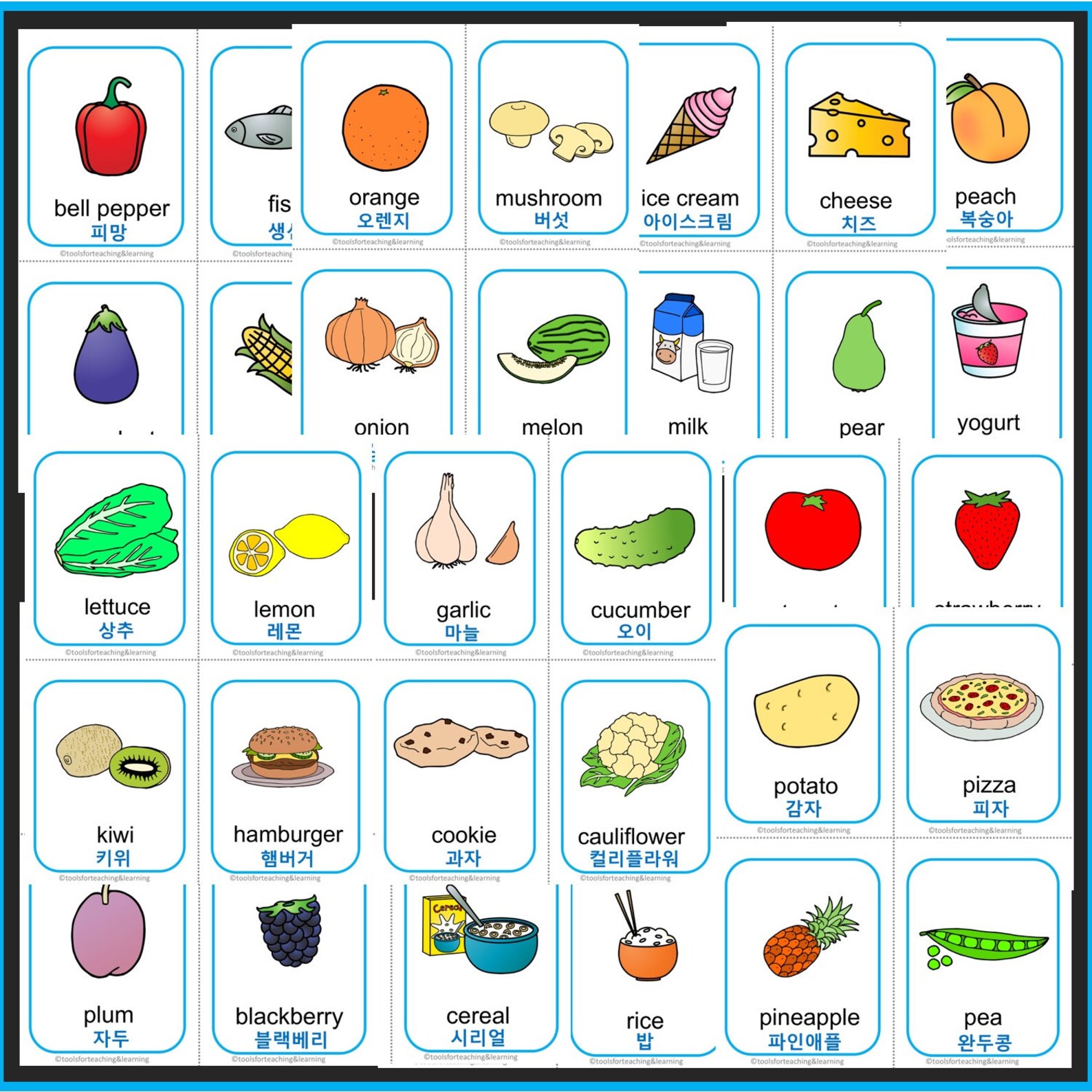 English/korean Words Flashcards 3 - Etsy