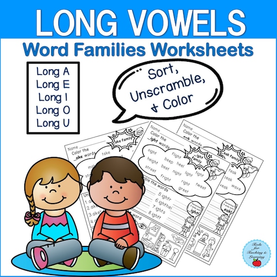 Long Vowels Word Families Worksheets | Etsy