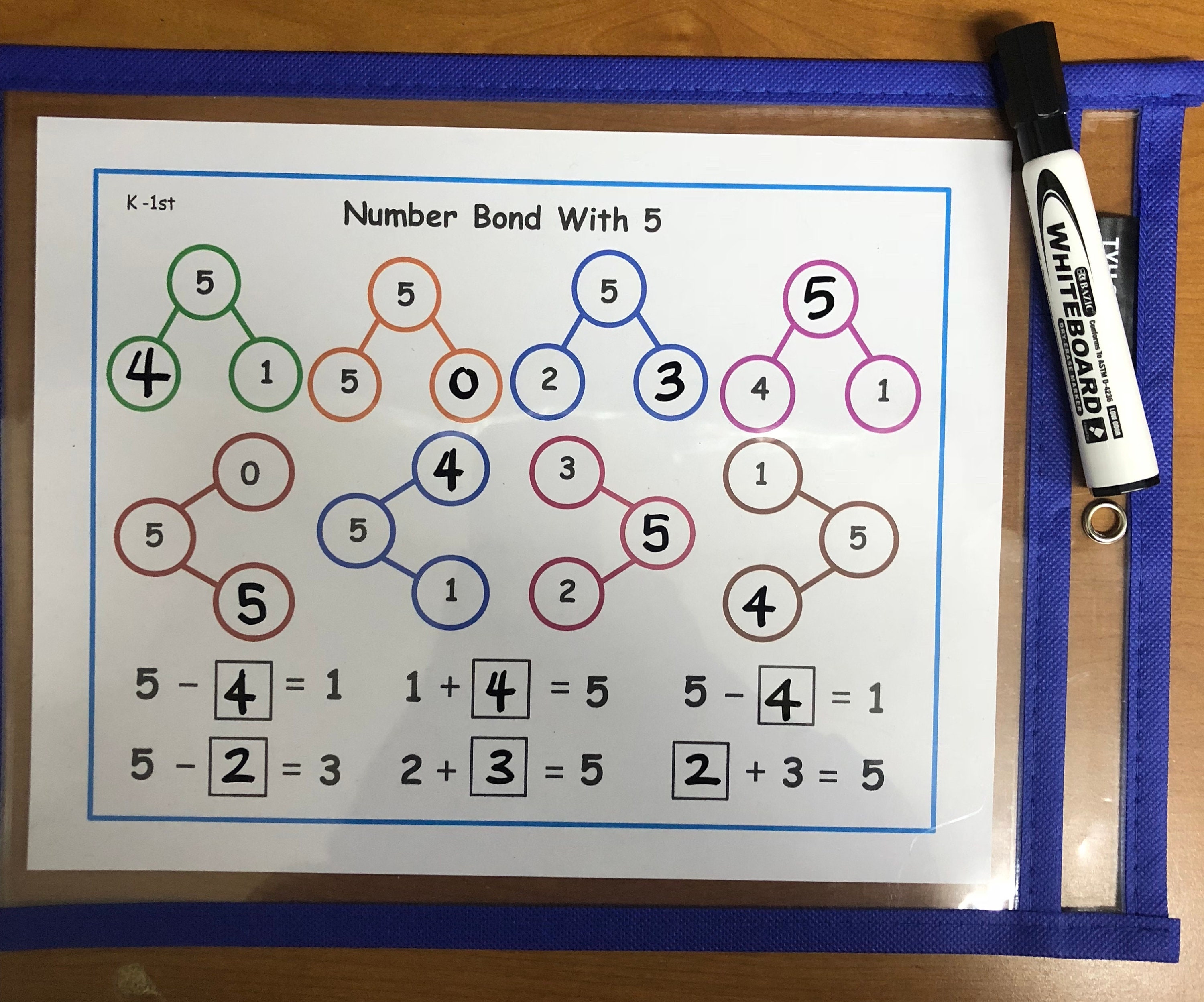 Dry-erase Pocket Worksheets number Bond With Addition/subtraction ...