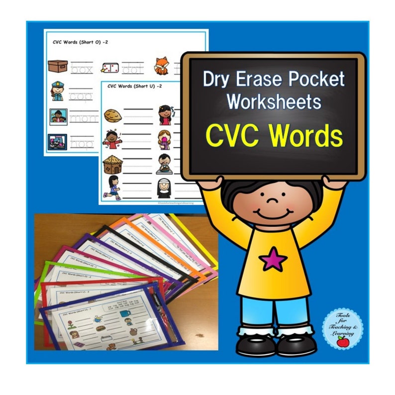 Dry-erase Pocket Worksheets -CVC Words - Etsy
