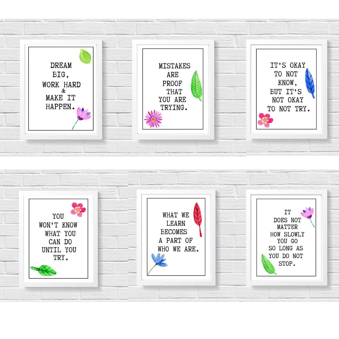 Set of 6 Kid's Inspirational Wall Art, Classroom Wall Art for Teacher ...