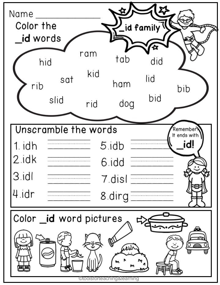 Short Vowels Word Families Worksheets - Etsy