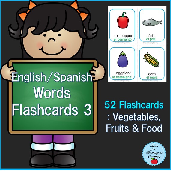 English/Spanish Word Flashcards 3 | Etsy