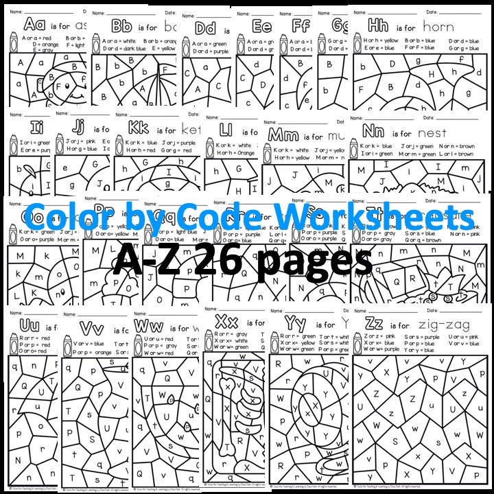 Alphabet Color by Code Worksheets - Etsy