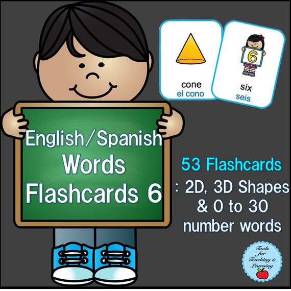 English/spanish Word Flashcards 6 | Etsy