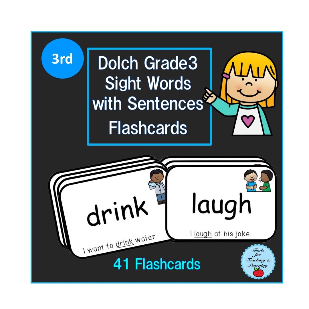 Dolch Grade 3 Sight Words With Sentences Flashcards - Etsy