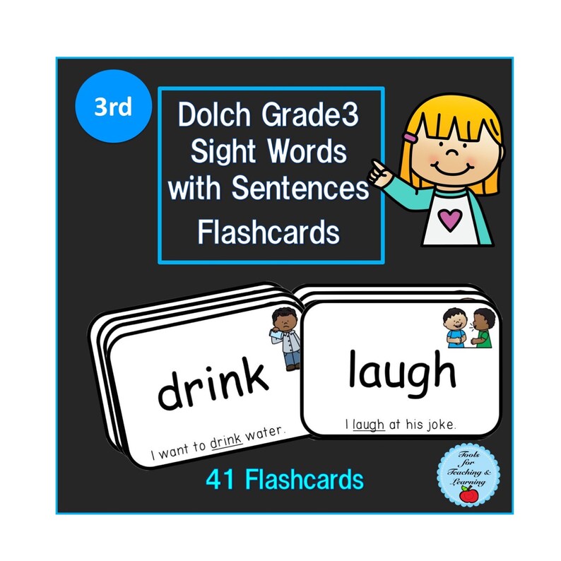Dolch Grade 3 Sight Words With Sentences Flashcards - Etsy