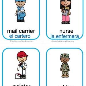 English/spanish Word Flashcards 7 - Etsy