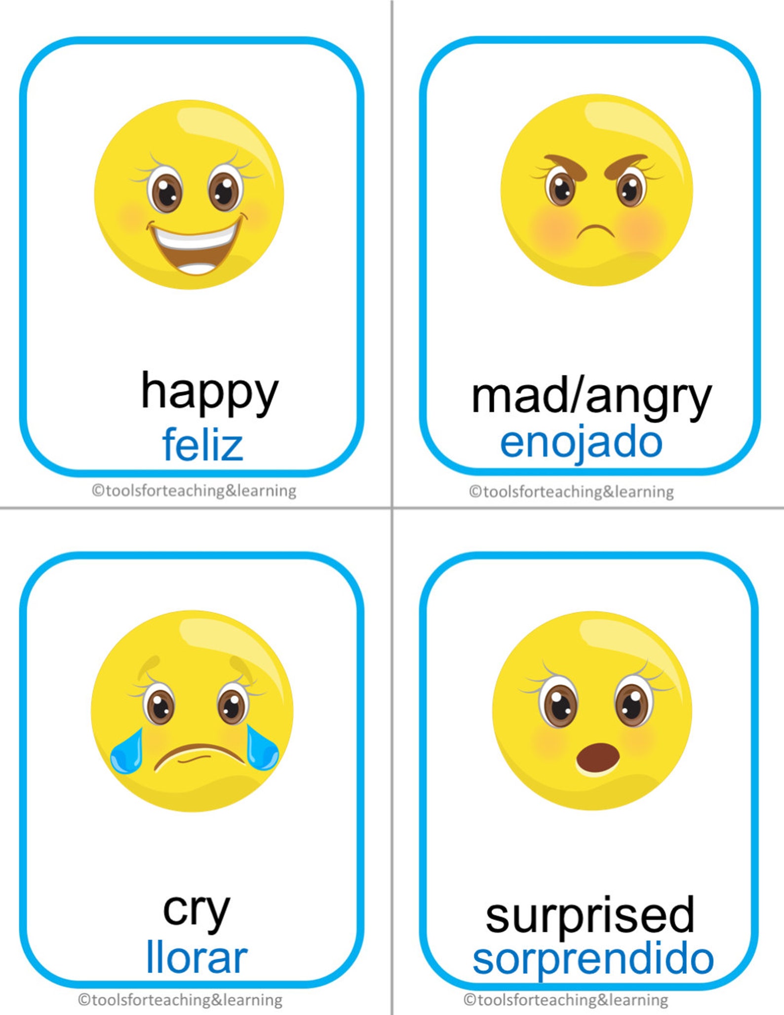 English/spanish Words Flashcards 1 - Etsy