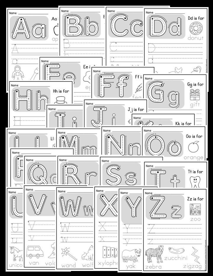 Alphabet Practice Worksheets - Etsy