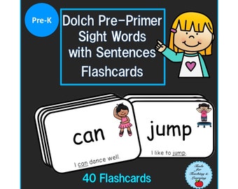 Dolch Grade 1 Sight Words With Sentences Flashcards - Etsy