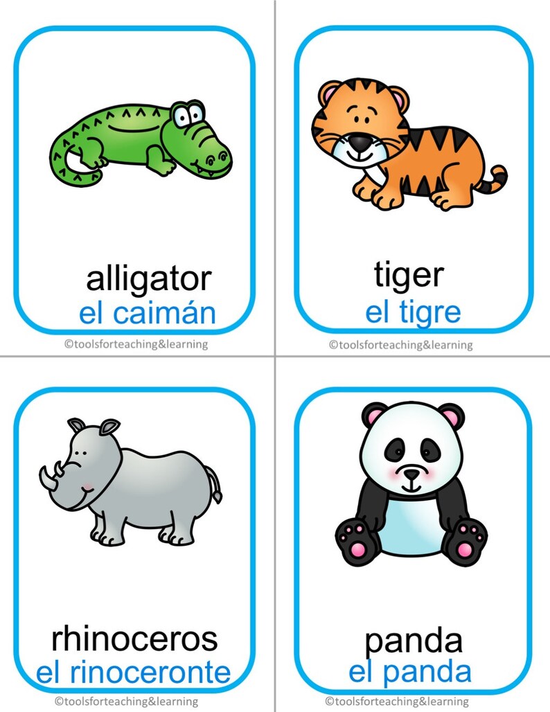 English/spanish Words Flashcards 2 - Etsy