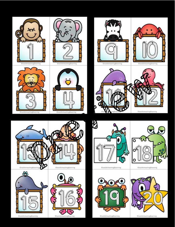 Numbers 1-20 Flashcards and Worksheets - Etsy