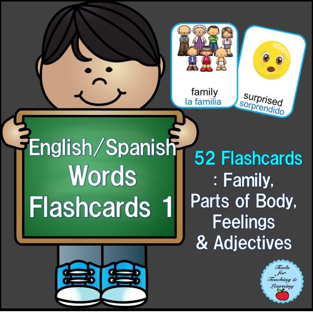English/spanish Words Flashcards 1 - Etsy