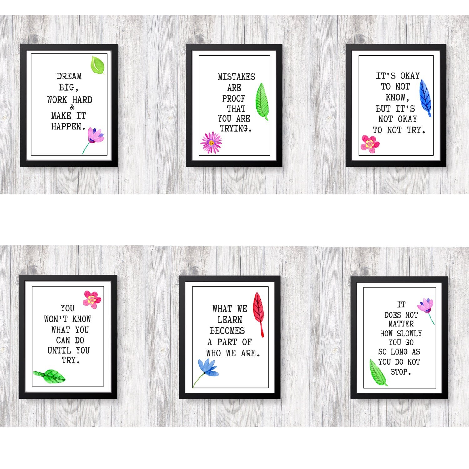 Set of 6 Kid's Inspirational Wall Art, Classroom Wall Art for Teacher ...