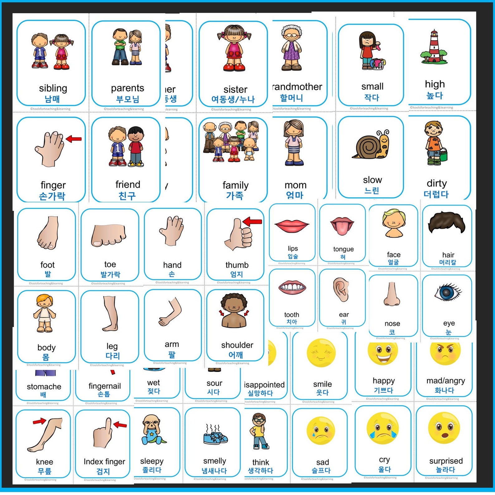 English/korean Words Flashcards 1 - Etsy