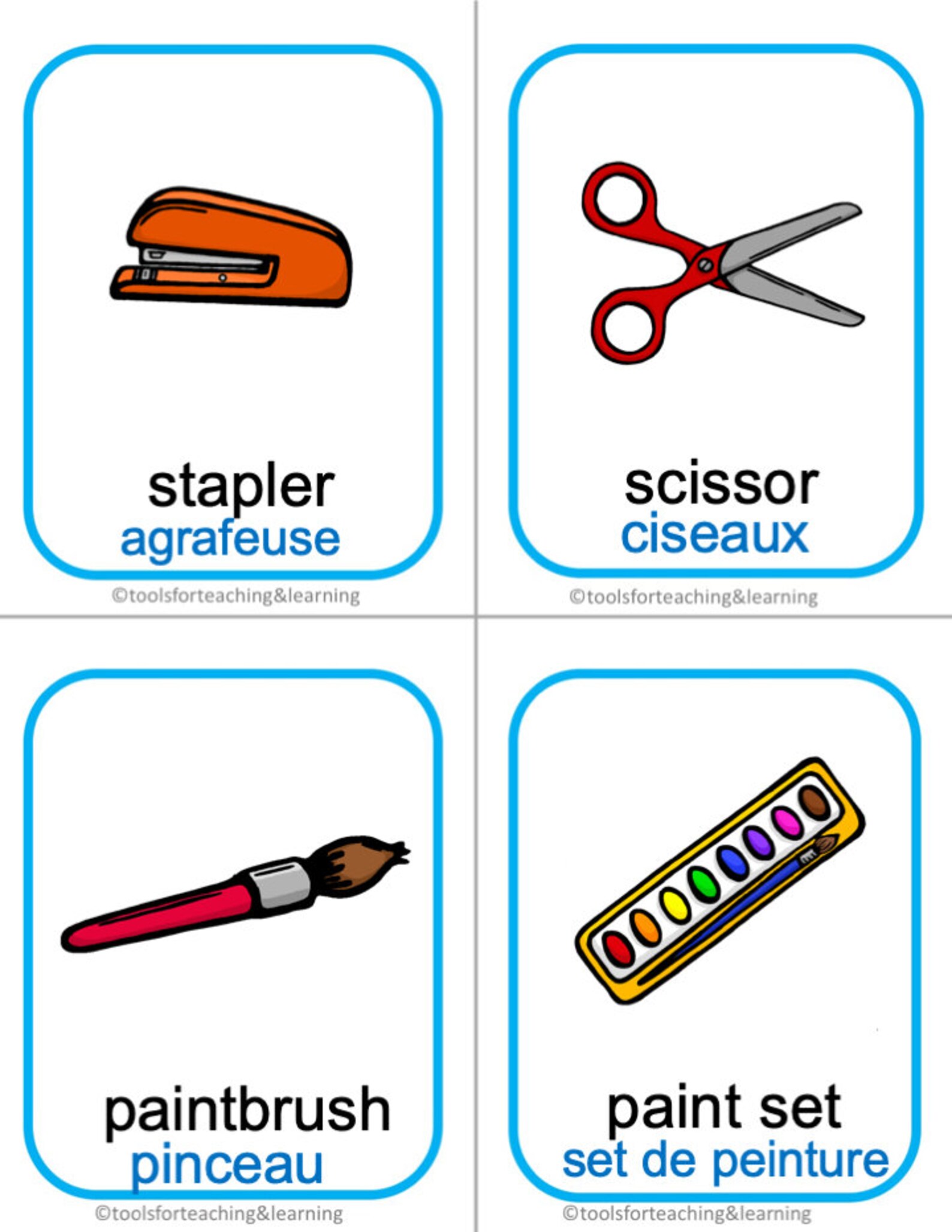 English/french Words Flashcards 4 - Etsy