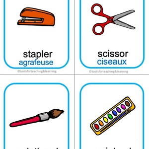 English/french Words Flashcards 4 - Etsy