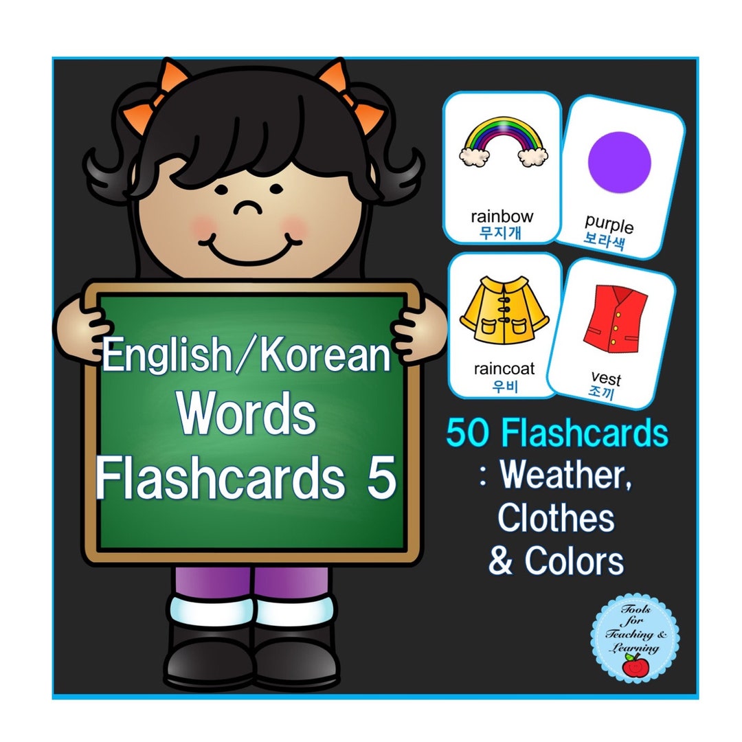 English/korean Words Flashcards 5 - Etsy