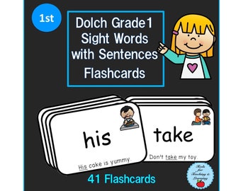220 Dolch Sight Words With Sentences Flashcards | Etsy