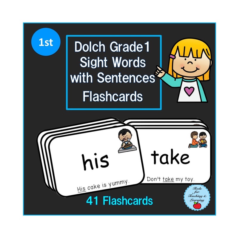 Dolch Grade 1 Sight Words With Sentences Flashcards - Etsy