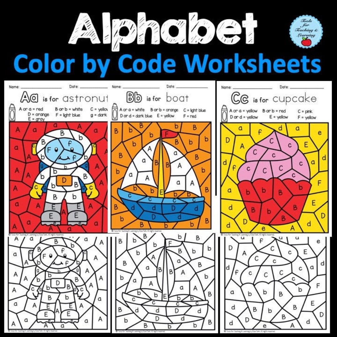 Alphabet Color by Code Worksheets - Etsy
