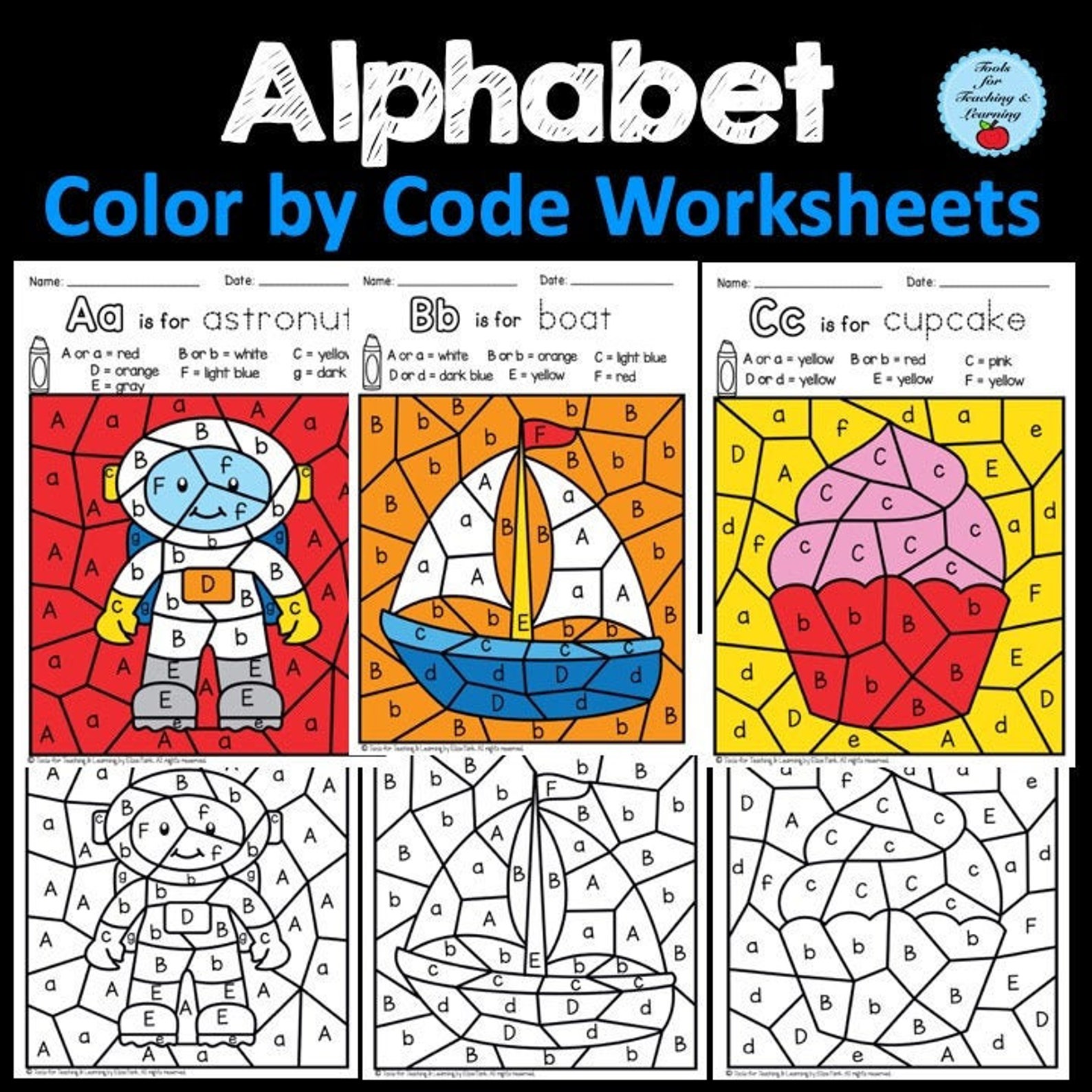 Alphabet Color by Code Worksheets - Etsy
