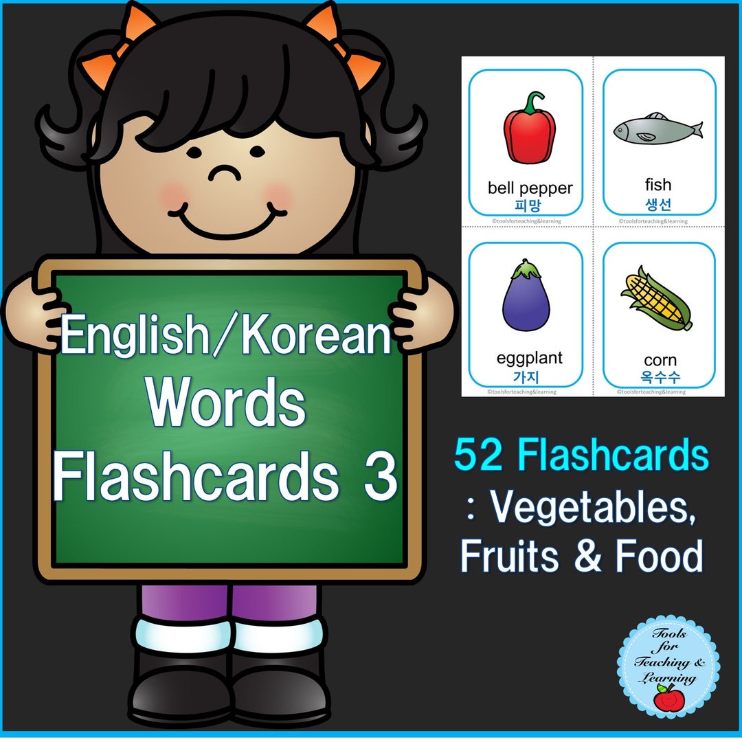English/korean Words Flashcards 3 - Etsy