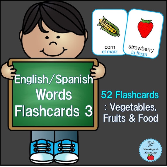 English/spanish Word Flashcards 3 | Etsy