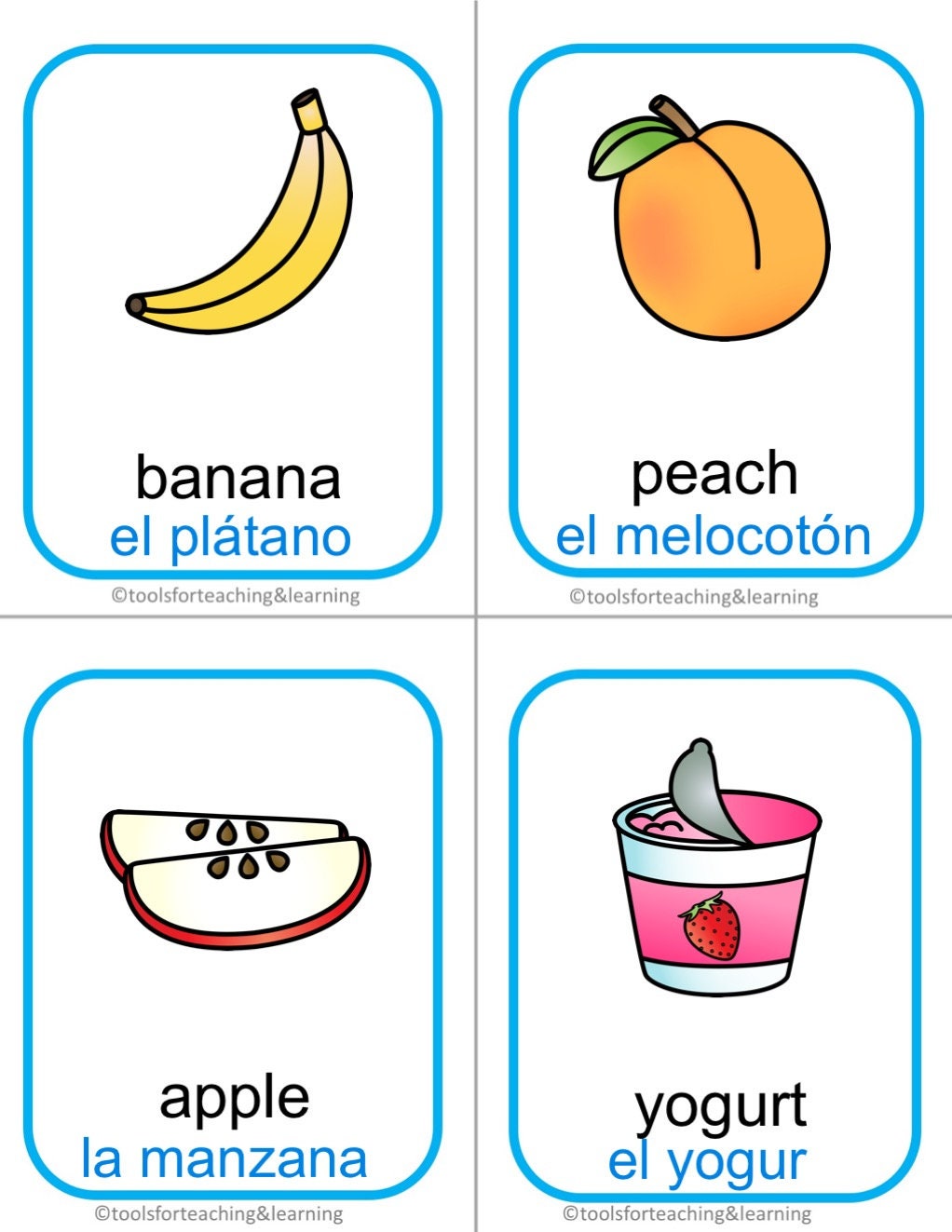 English/spanish Word Flashcards 3 - Etsy