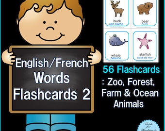 English/french Words Flashcards 7 - Etsy
