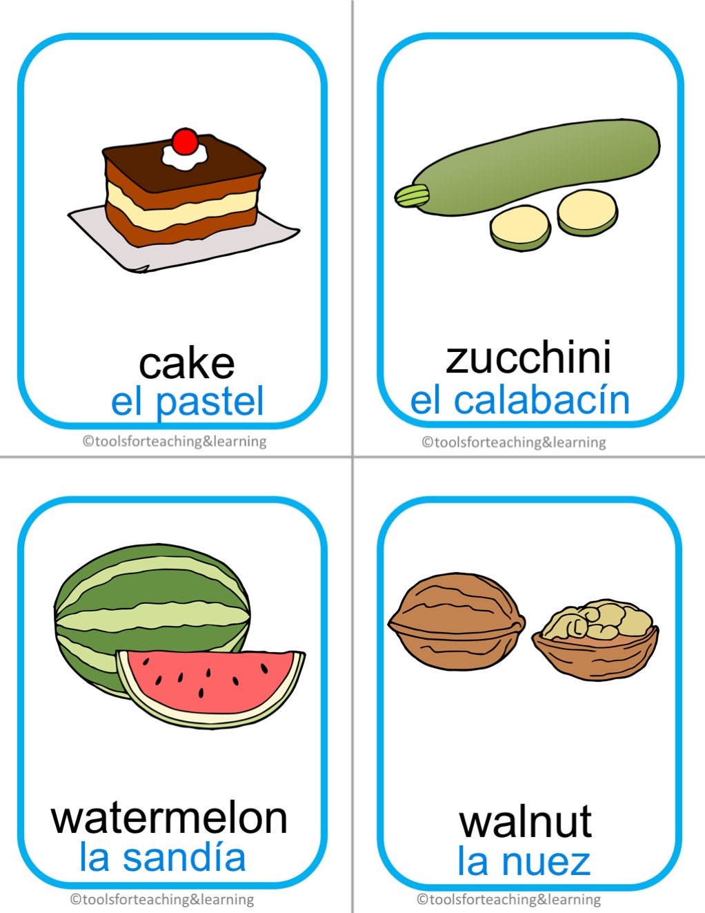 English/spanish Word Flashcards 3 - Etsy