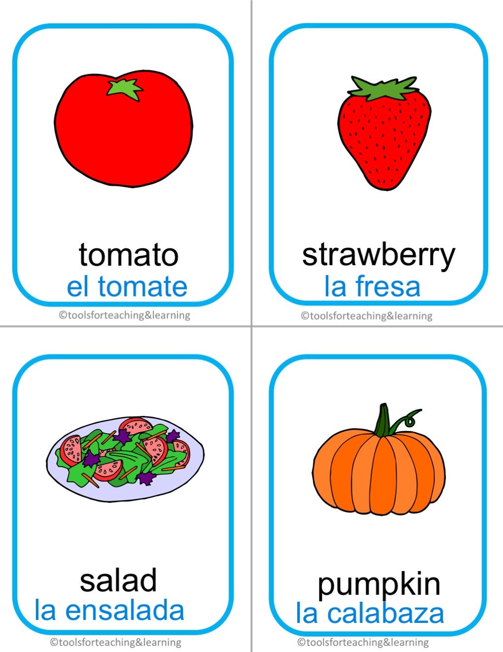 English/spanish Word Flashcards 3 - Etsy