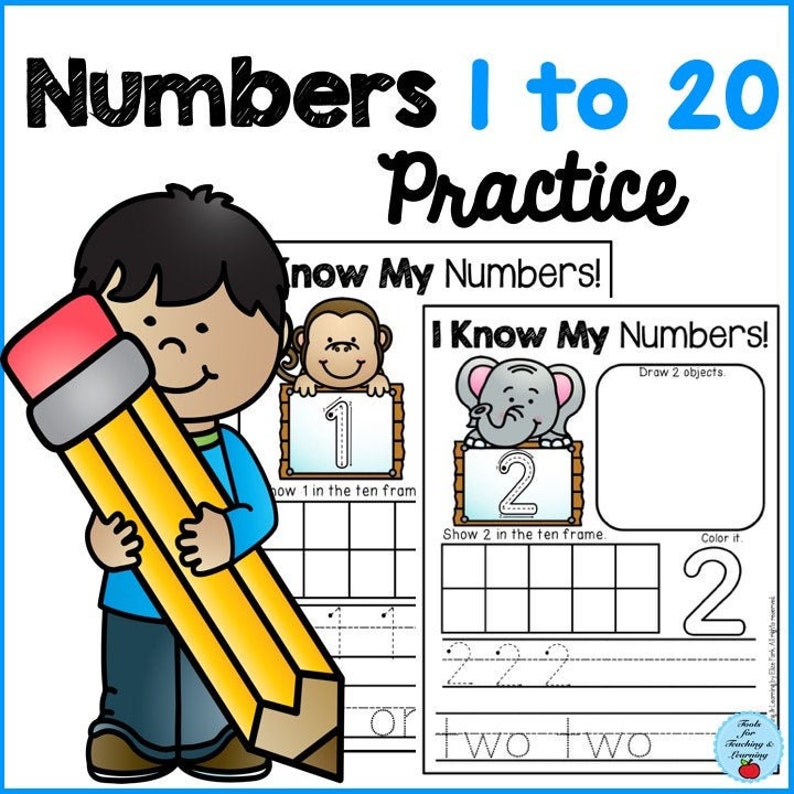Numbers 1-20 Flashcards and Worksheets - Etsy