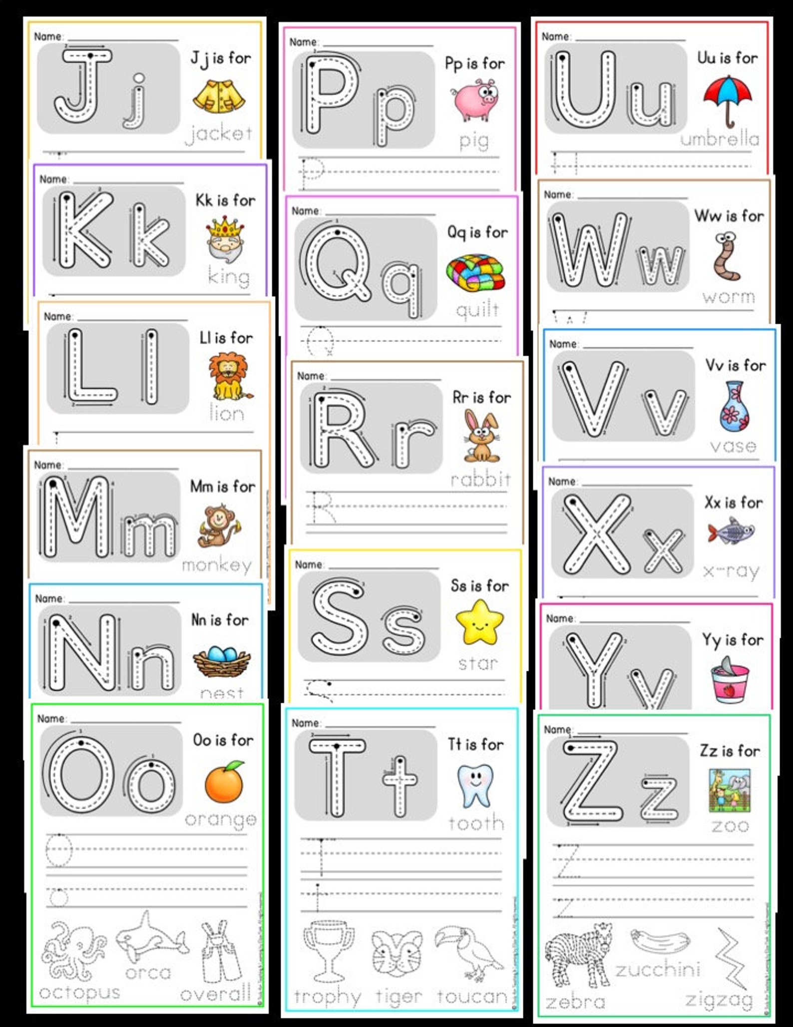 Alphabet Practice Worksheets - Etsy
