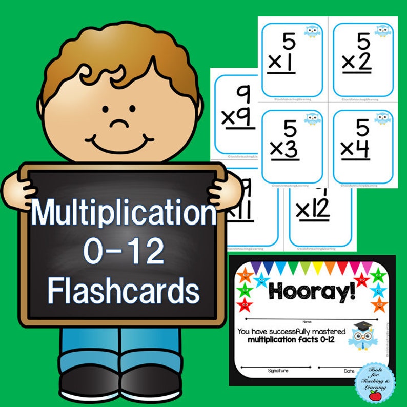 Multiplication Flashcards 0-12 - Etsy