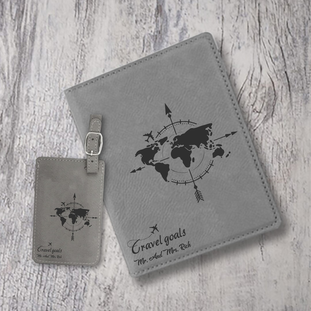Travel Goal Passport Cover, Personalized Passport Cover Set for Men and ...