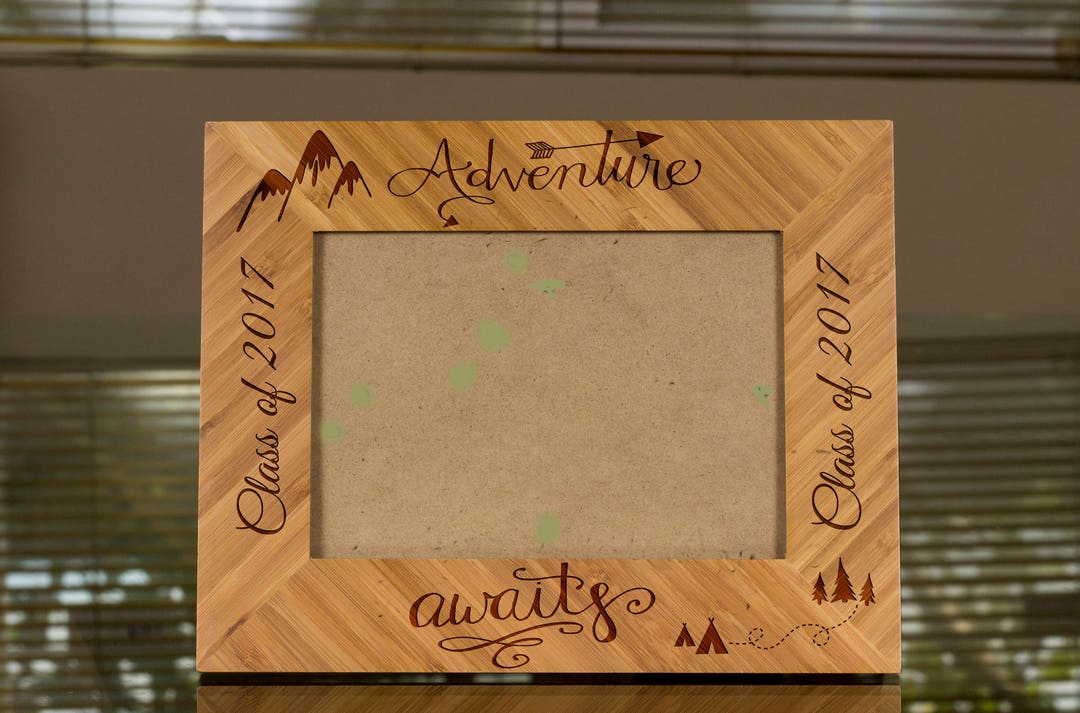 Adventure Awaits Picture Frame, Engraved Photo Frame, Wooden Photo ...