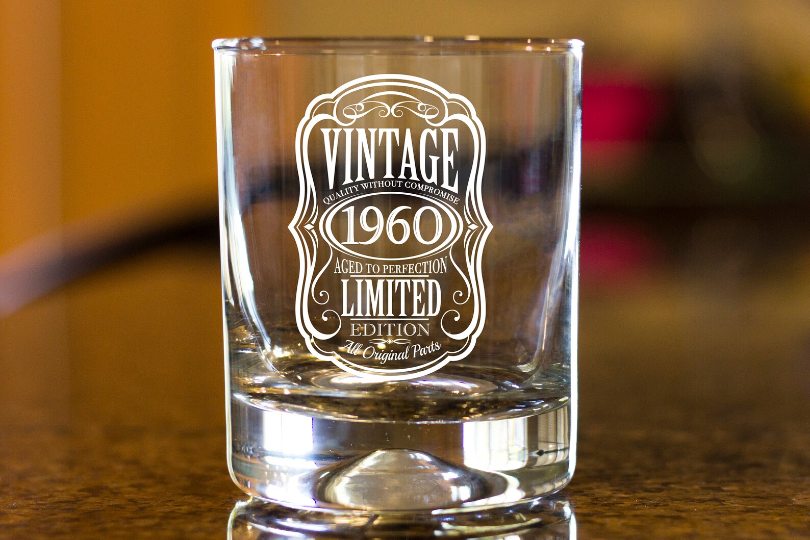 60th Birthday Etched Whiskey Rocks Glass Vintage Limited | Etsy