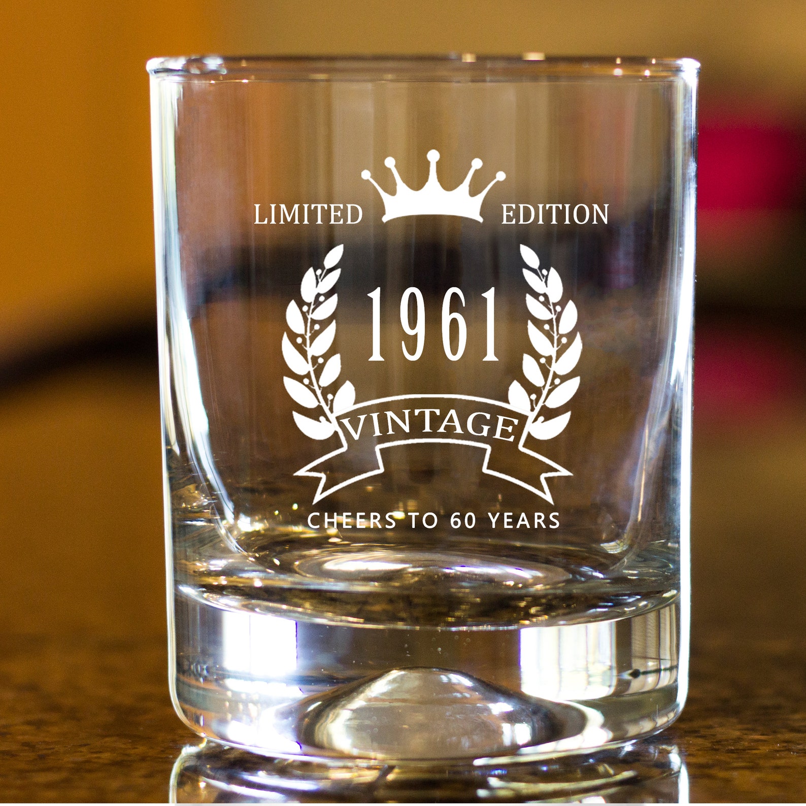 60th Birthday Etched Whiskey Rocks Glass Vintage Limited | Etsy
