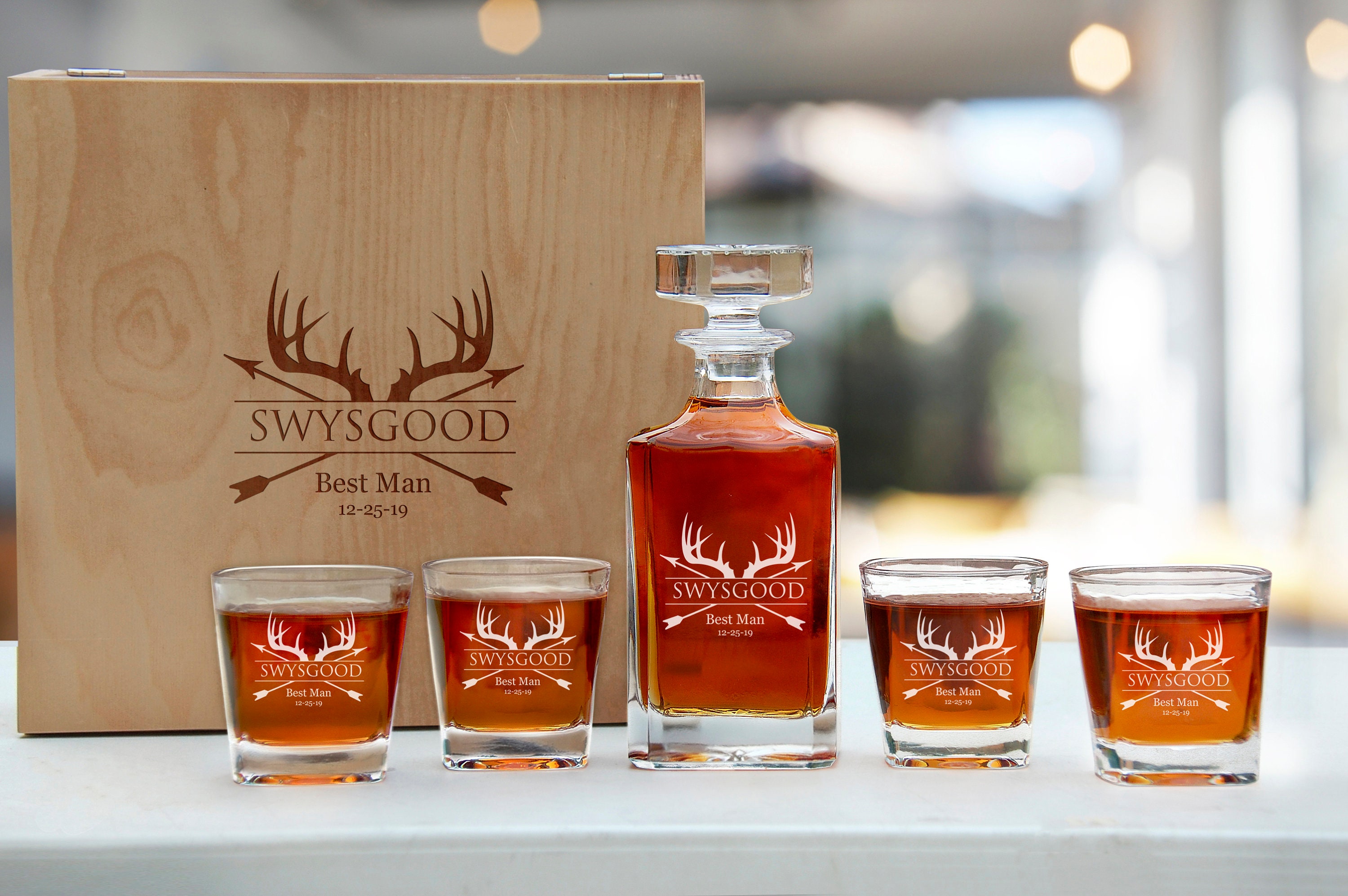 Personalized whiskey decanter set Customized Christmas Gift | Etsy