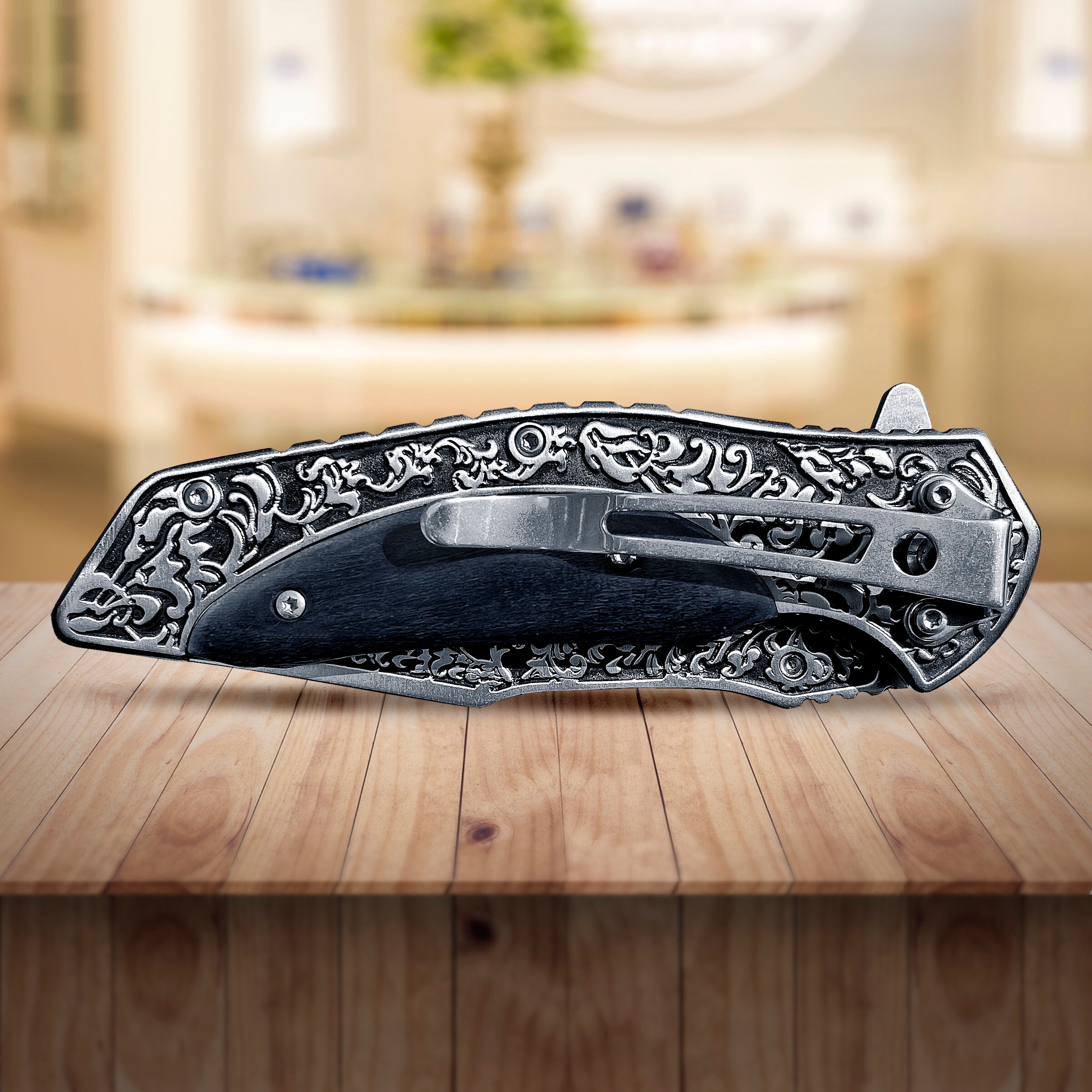 Personalized Pocket Knife With Black Wooden Box Engraved, Folding ...