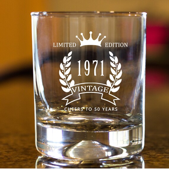 50th Birthday Etched Whiskey Rocks Glass Vintage Limited | Etsy