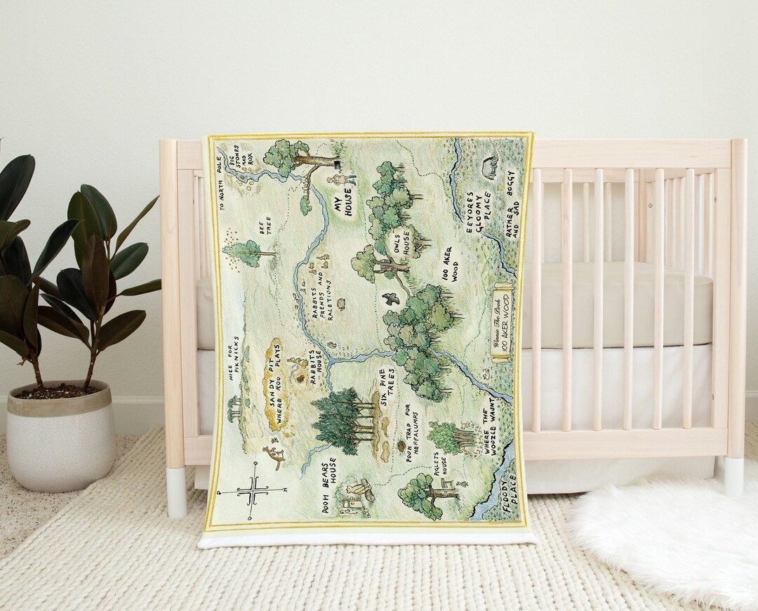 100 Acre Wood Map Baby Blanket, Hundred Acre Wood, Winnie the Pooh ...