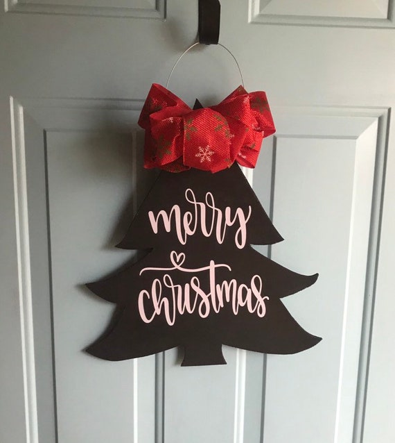 Merry Christmas Tree Door Hanger Etsy