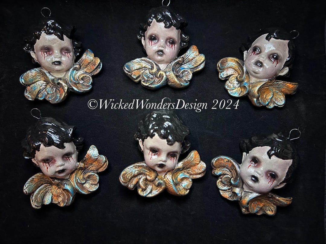 Creepy Scary Horror Cherub Ornaments OOAK Christmas - Etsy