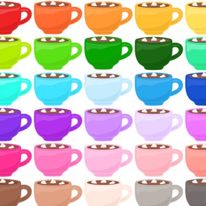 Rainbow Hot Cocoa Clipart, Hot Chocolate Cup & Cappuccino Clip Art ...