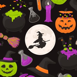 Witch Halloween PNG Clipart - Cauldron Pumpkin Broom Pumpkin Potion ...